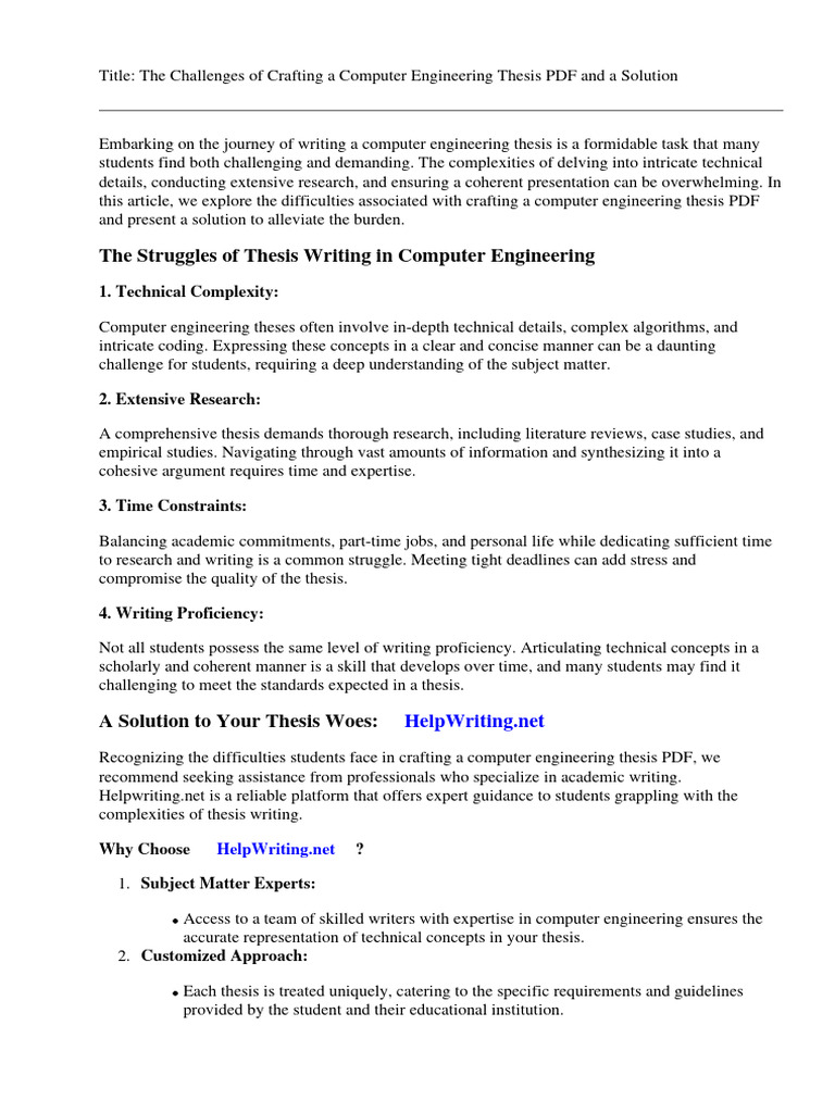 Computer Engineering Thesis PDF | PDF | Thesis | Engineering