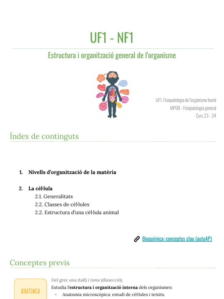 NF1. Estructura I Organització General de L'organisme | PDF