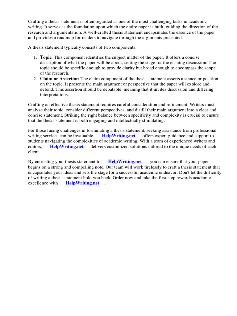 Two Components of A Thesis Statement | PDF | Thesis | Essays