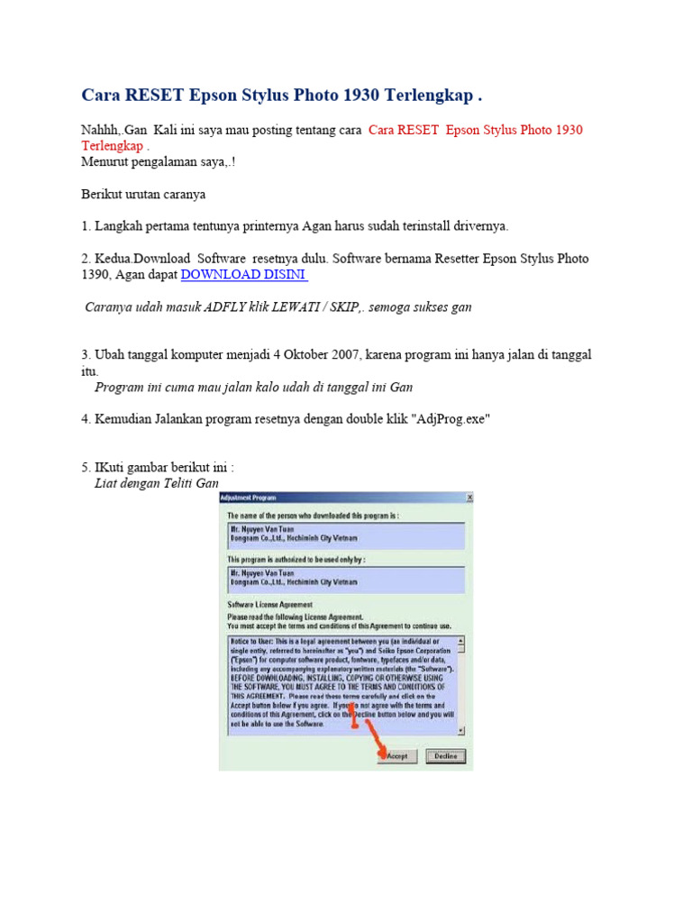 Cara RESET Epson Stylus Photo 1390 Terlengkap. | PDF