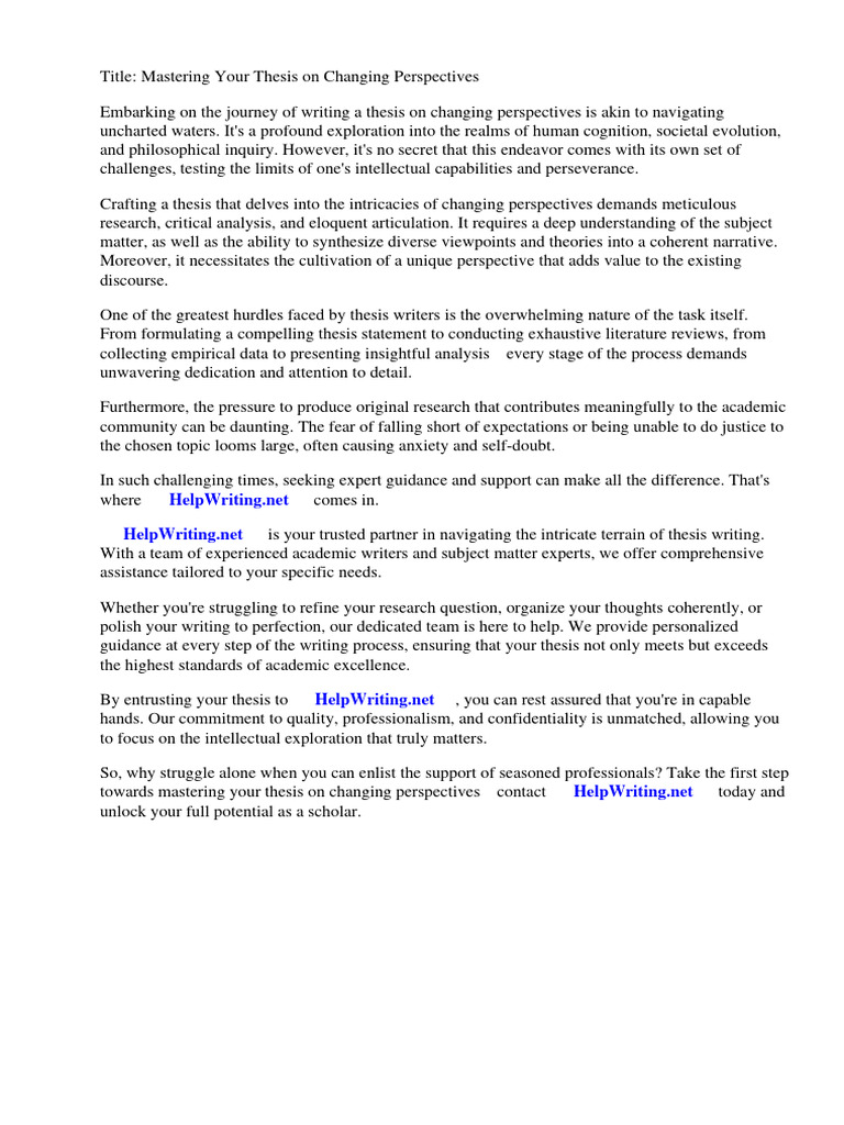 Thesis On Changing Perspective | PDF | Thought | Thesis