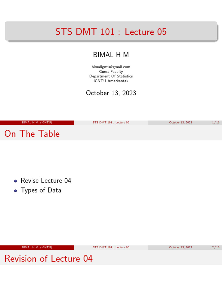 STS DMT 101 Lecture 05 | PDF