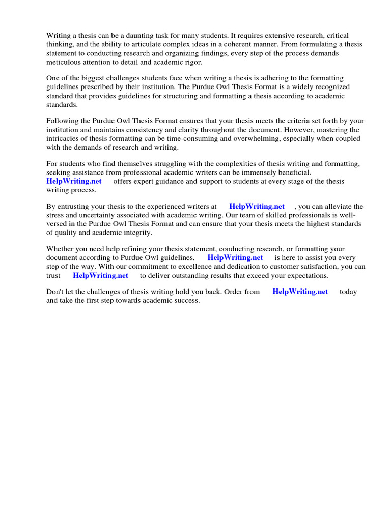 Purdue Owl Thesis Format Guide | PDF