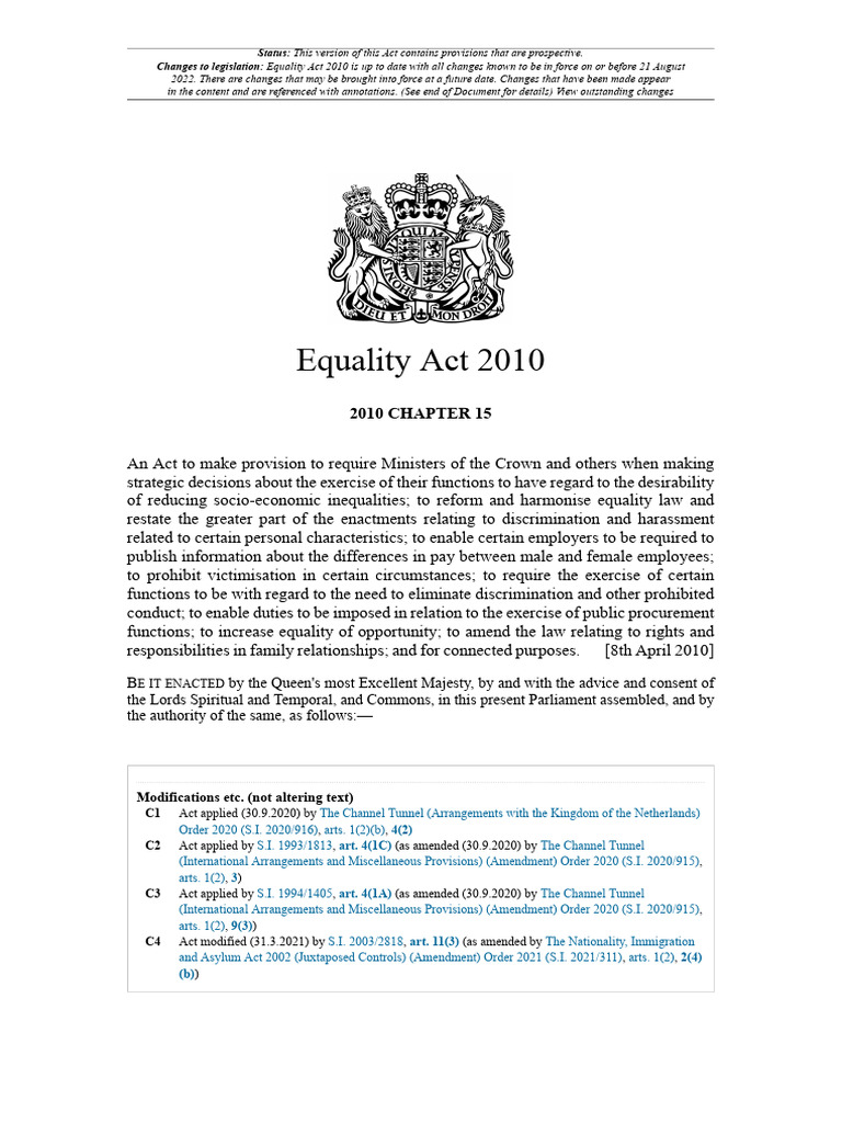 Equality Act 2010 | PDF