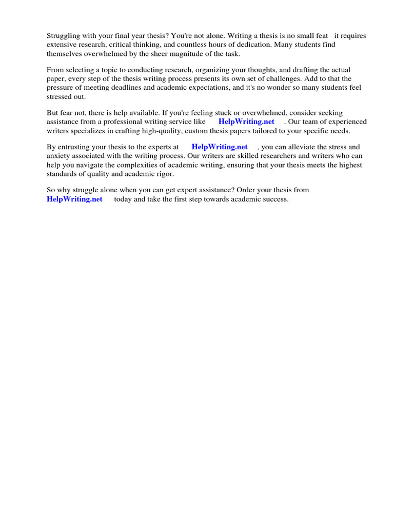 Final Year Thesis Sample | PDF