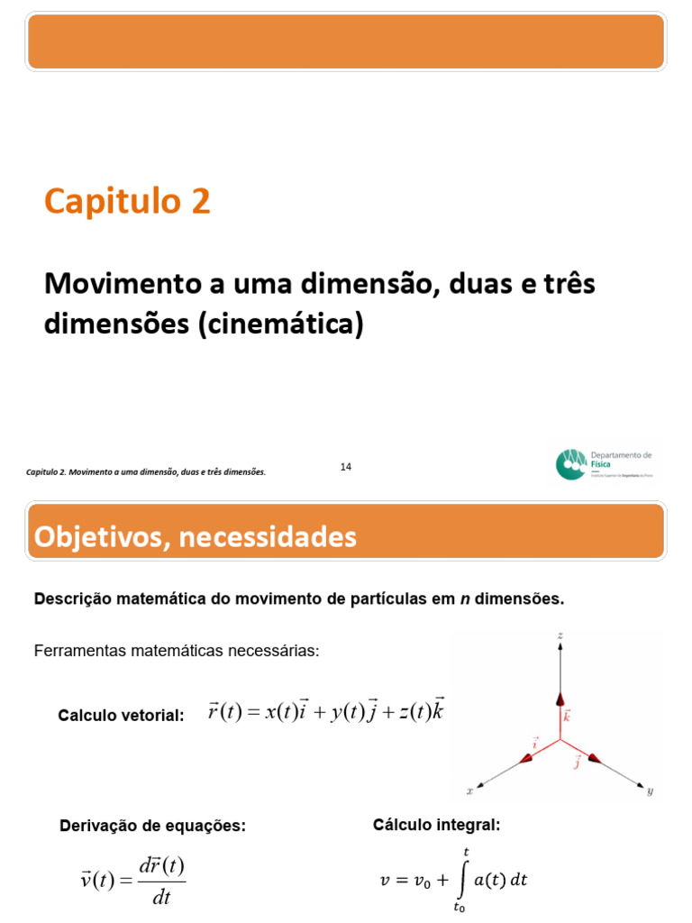 Cinemática: Movimento em 1D, 2D e 3D | PDF