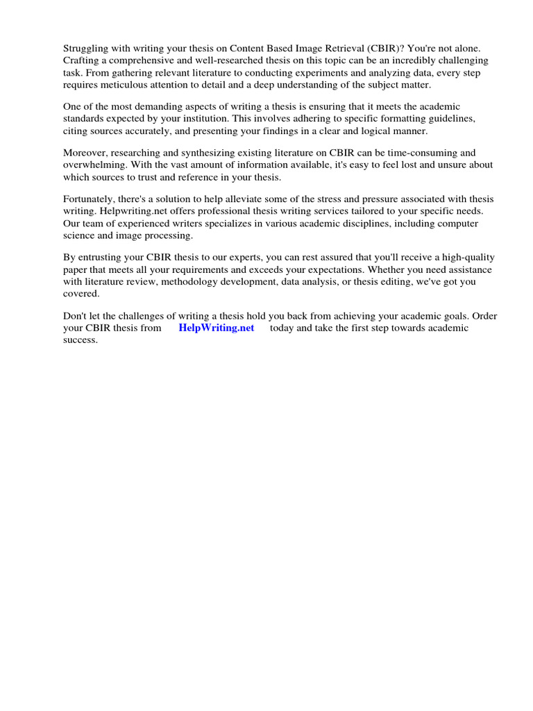 CBIR Thesis Help for Students | PDF | Computers