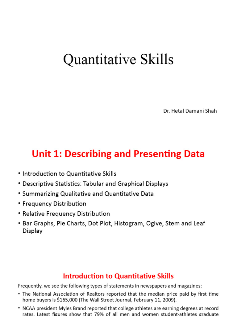 Understanding Quantitative Skills in Data | PDF