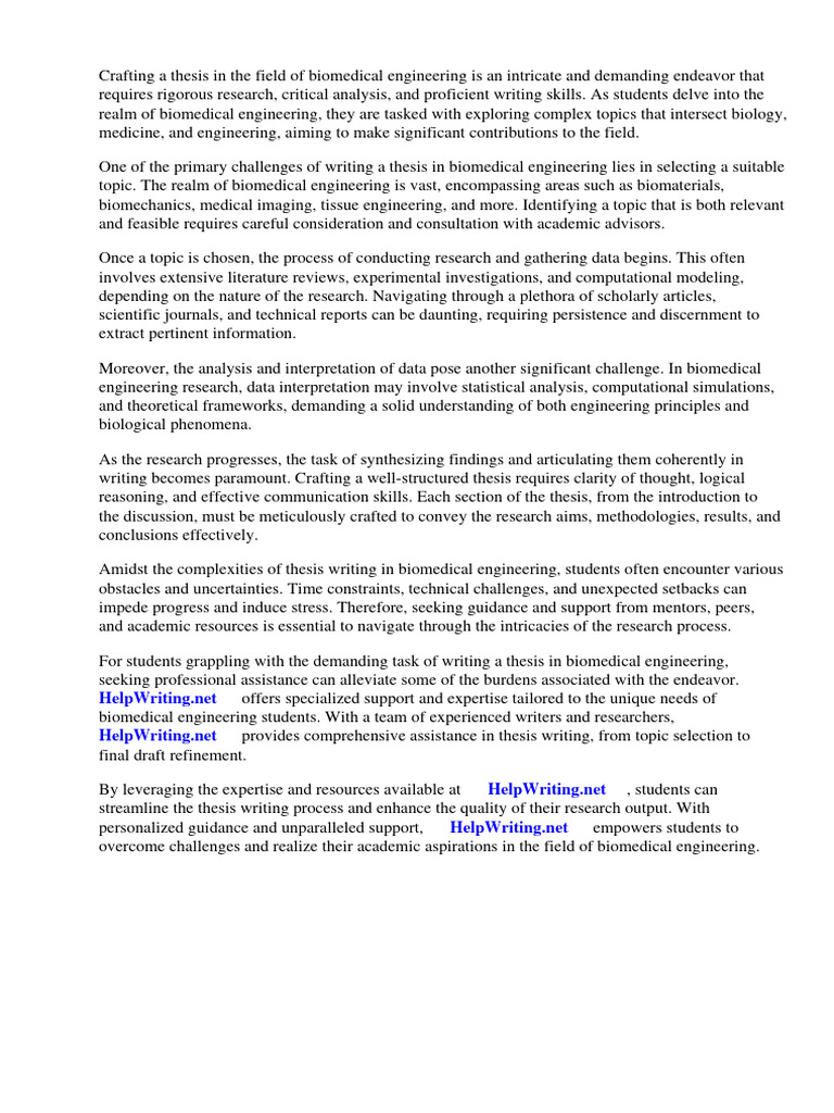 Thesis Topics in Biomedical Engineering | PDF