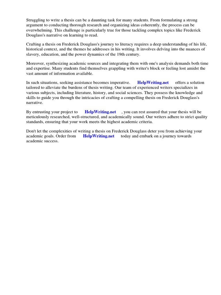 Learning To Read Frederick Douglass Thesis | PDF | Social Science ...