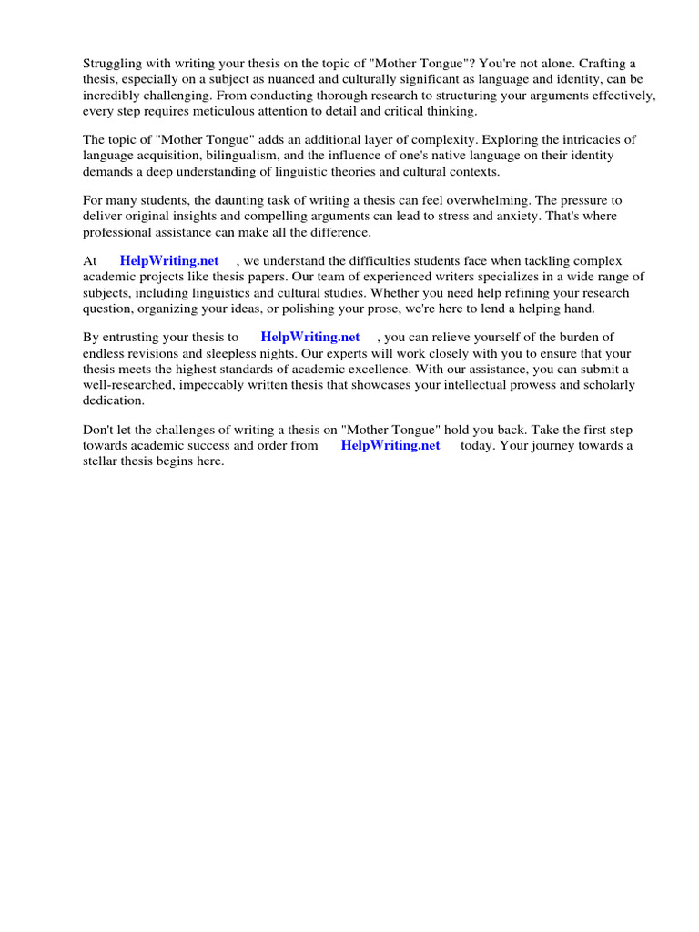 Mother Tongue Sample Thesis | PDF | Second Language | English Language