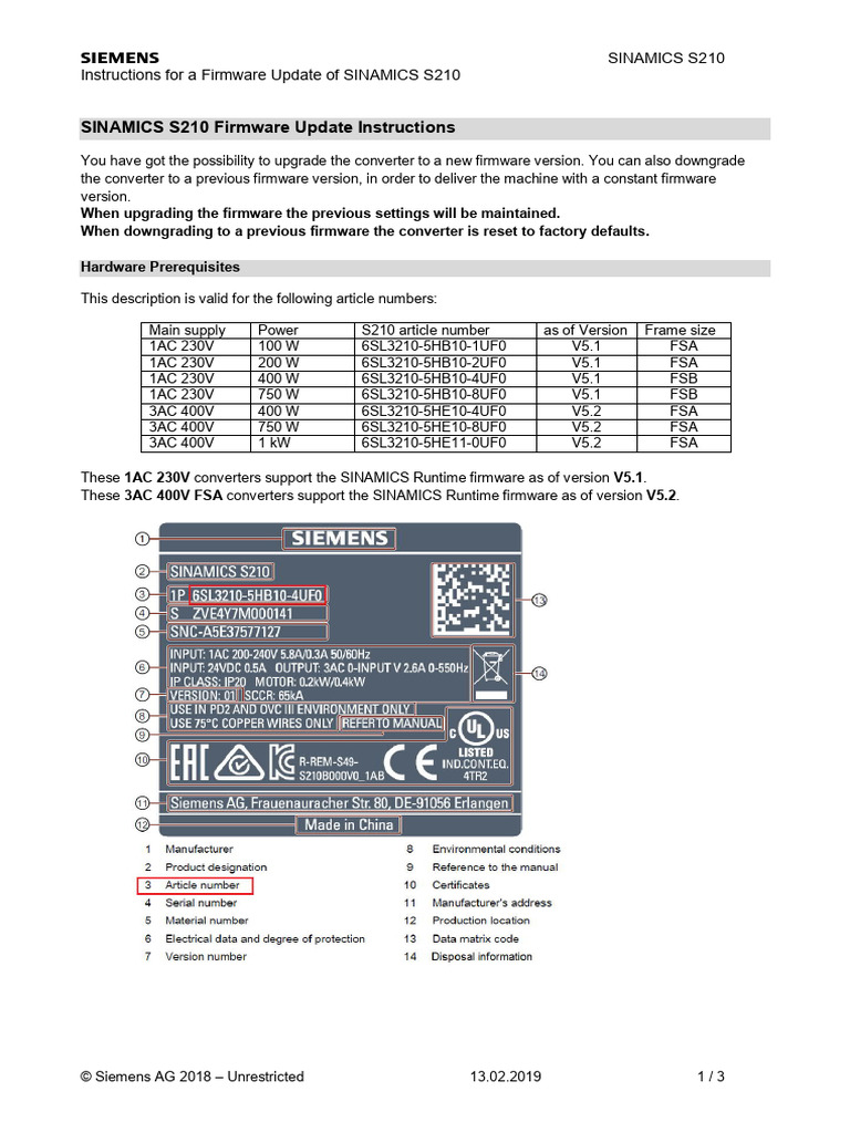 Firmware Update SINAMICS S210 EN | Download Free PDF | Software ...