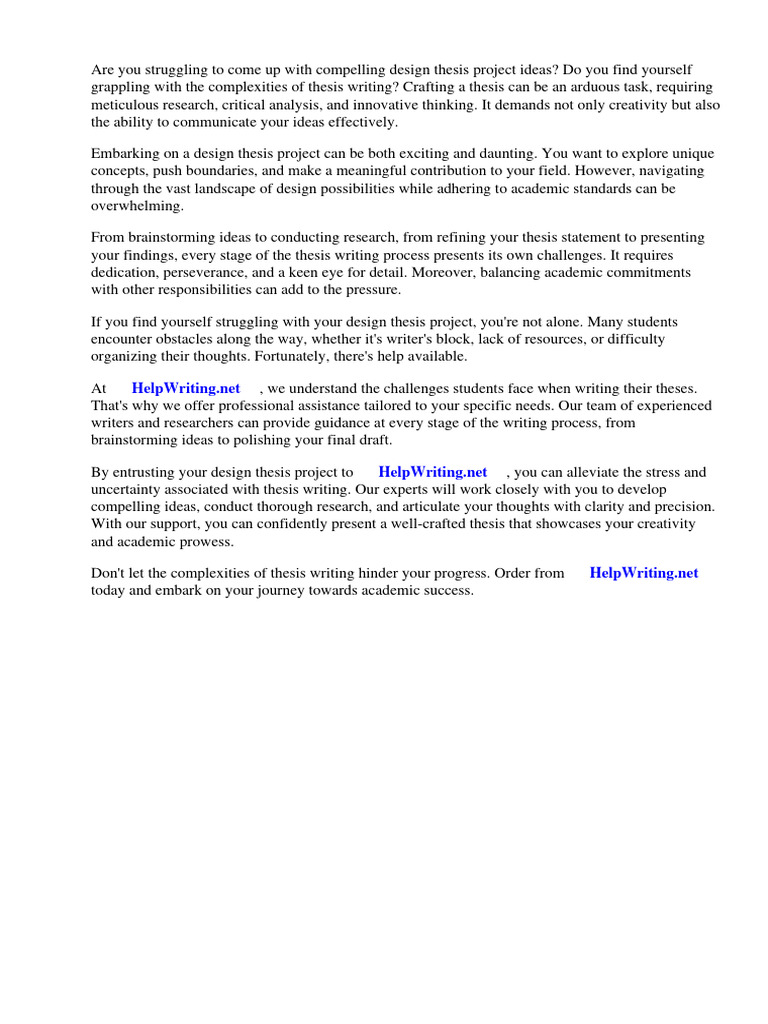 Design Thesis Project Ideas | PDF
