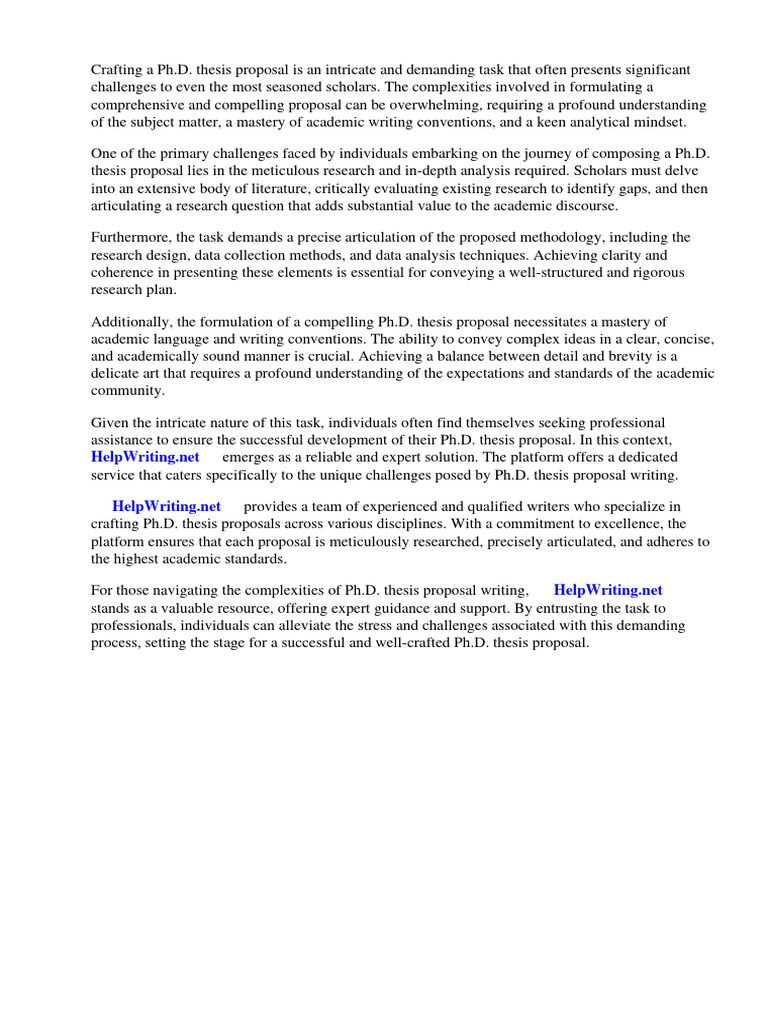 PHD Thesis Proposal Samples | PDF