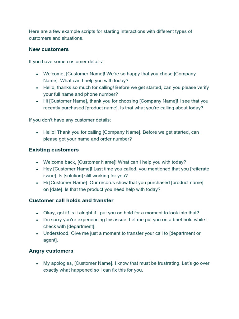 Customer Service Script Examples | PDF | Call Centre