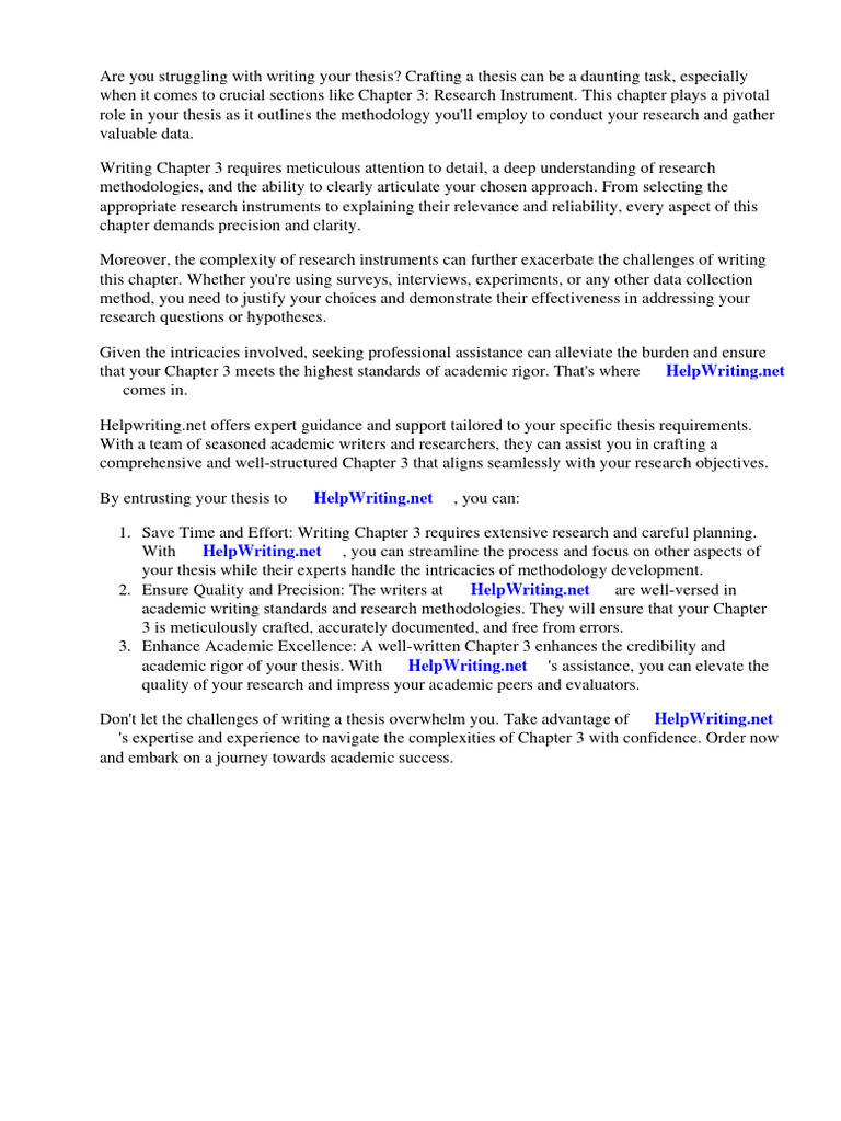 Thesis Chapter 3 Research Instrument | PDF | Methodology | Survey ...