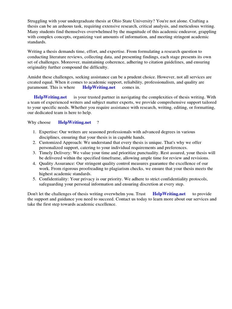 Undergraduate Thesis Ohio State | PDF