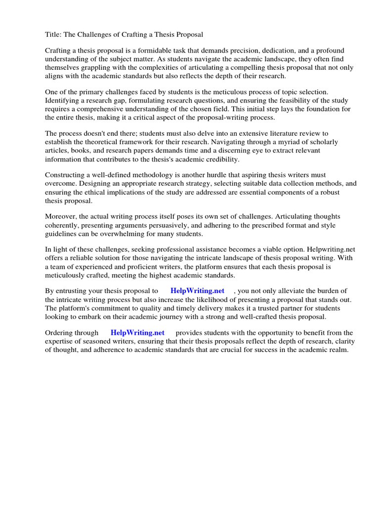 Sample of Thesis Proposals | PDF