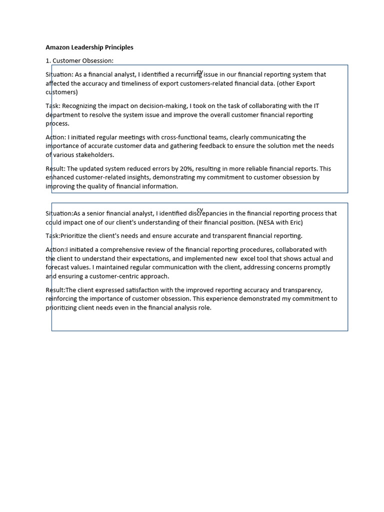 Amazon Leadership Principles Examples | PDF