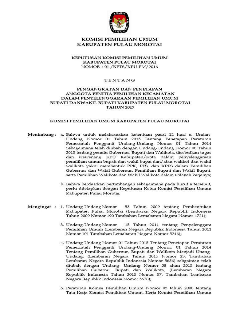 SK PPK Morotai Pilkada | PDF