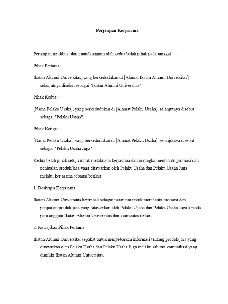 Perjanjian Kerjasama Ikatan Alumni | PDF