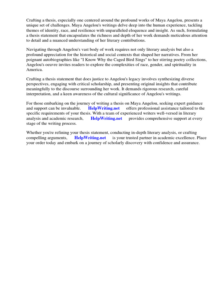 Maya Angelou Graduation Thesis Statement | Download Free PDF | Maya Angelou