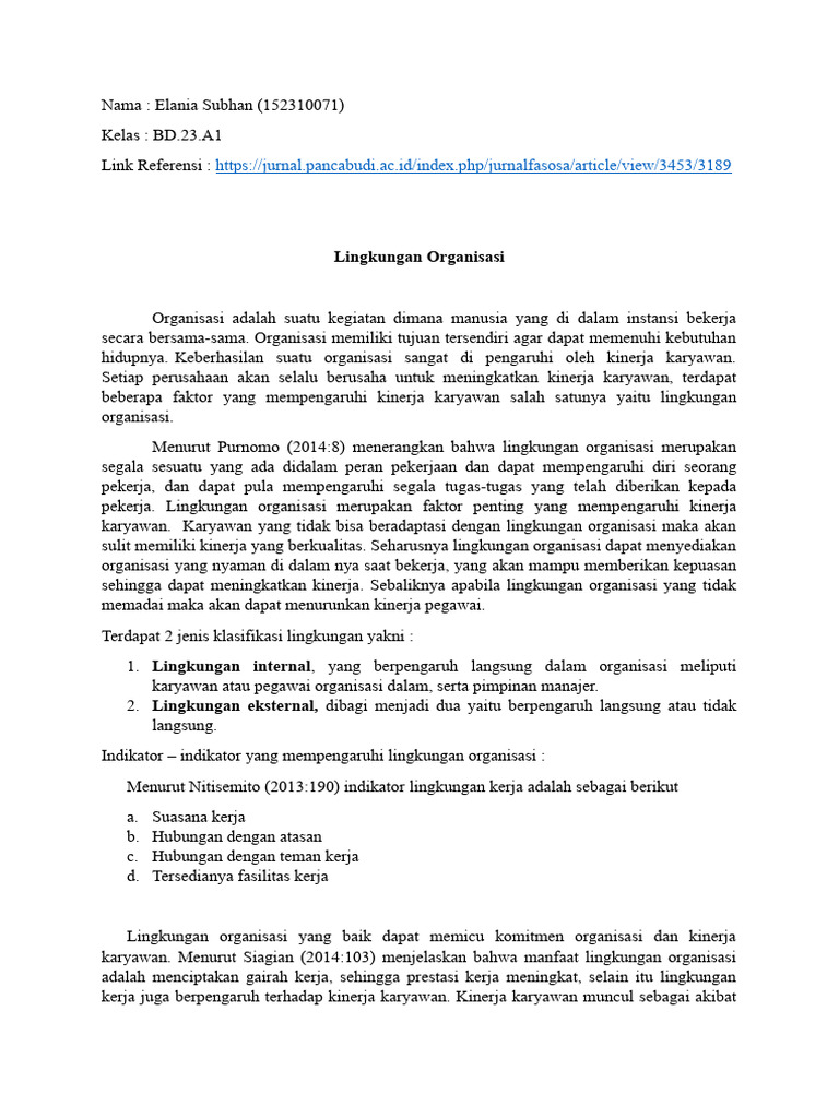 Manajemen Lingkungan Organisasi P14 | PDF