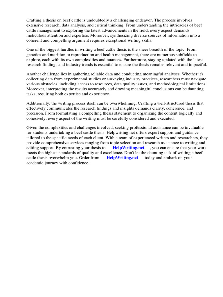 Beef Cattle Thesis | PDF