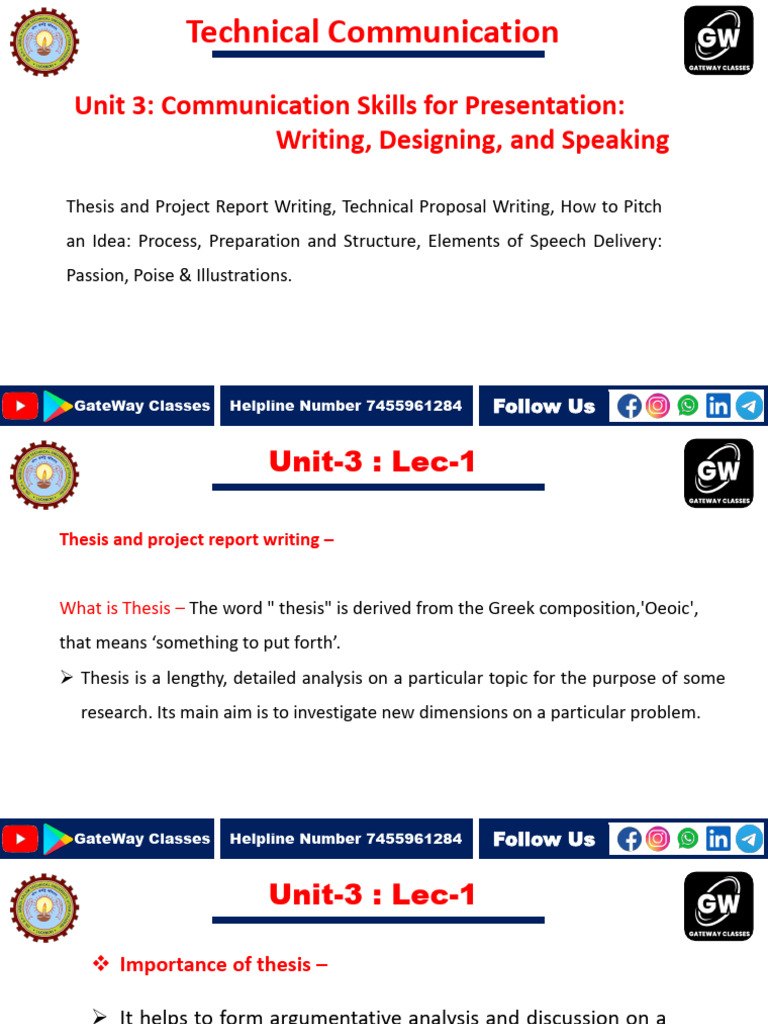 Technical Communication Unit 3 | PDF | Methodology | Thesis