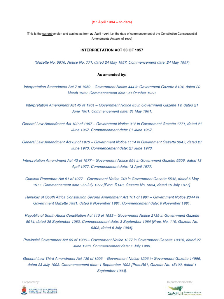 Interpretation Act 33 of 1967 | PDF