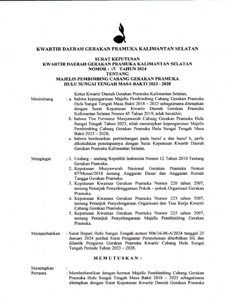 SK Mabi Pengurus LPK Kwarcab HST | PDF