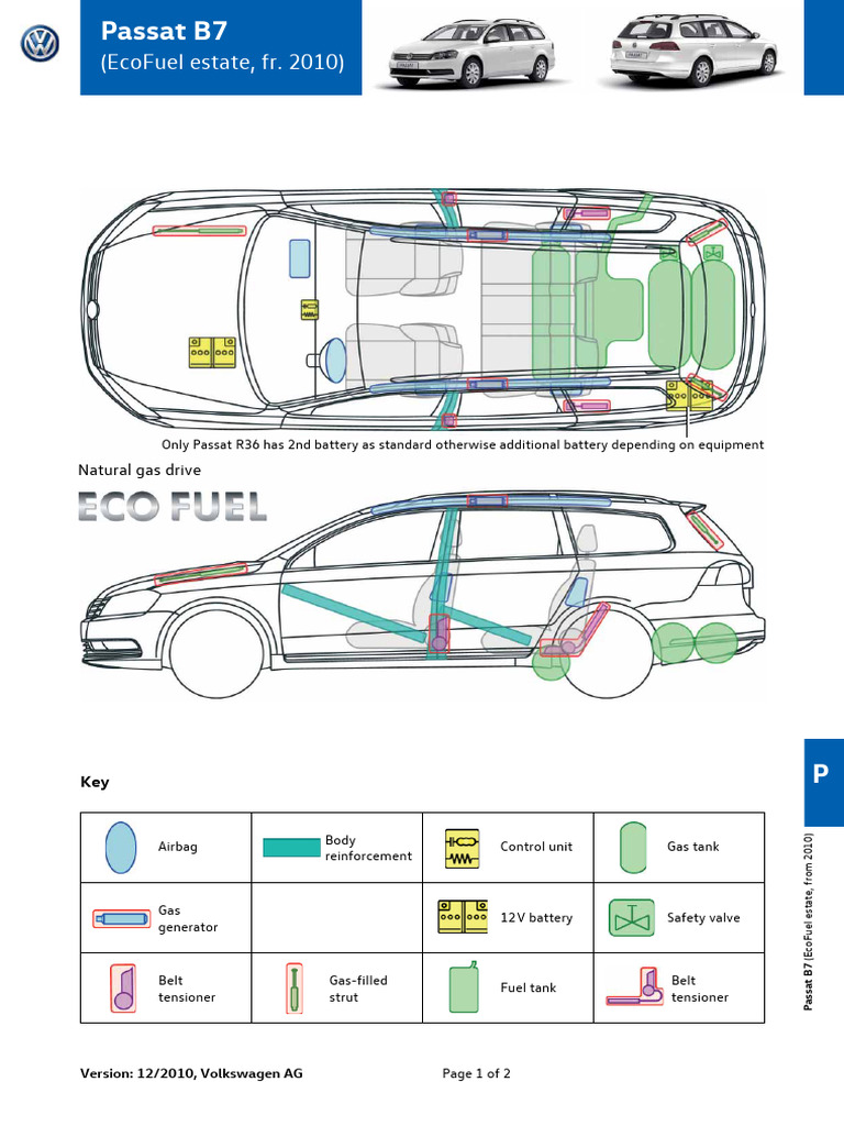 Passat B7 EcoFuel Natural Gas System Guide | PDF | Valve | Transport