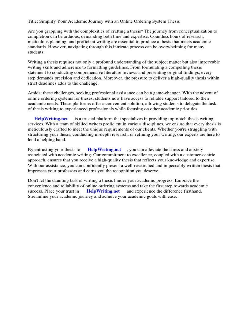 Online Ordering System Thesis Title | PDF