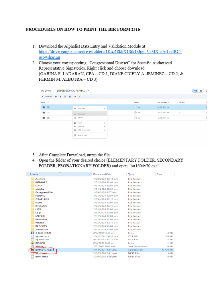 Procedures On How To Print The Bir Form 2316 | PDF