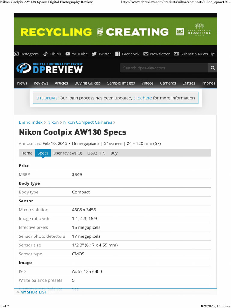 Nikon AW130 | PDF | Technology & Engineering