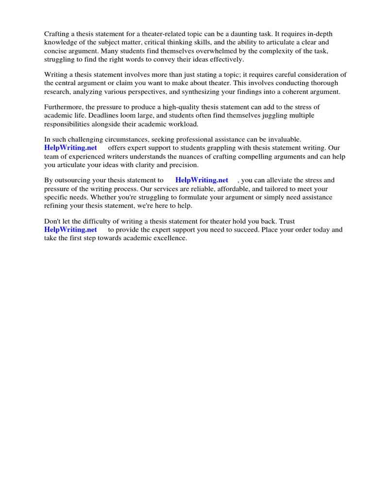 Thesis Statement Tips for Theater Topics | PDF | Essays | Modernism