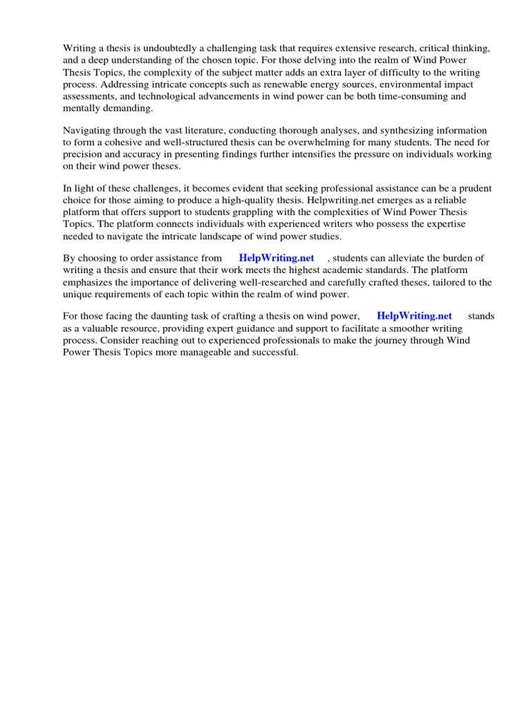 Wind Power Thesis Help for Students | PDF | Science & Mathematics