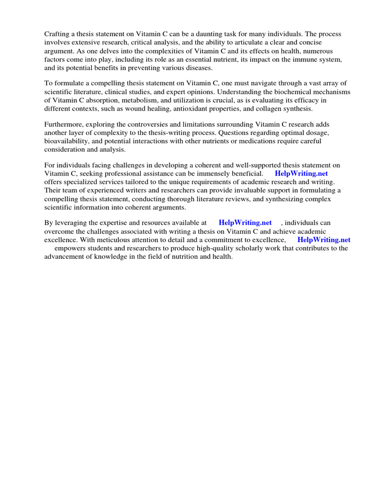 Thesis Statement on Vitamin C | PDF