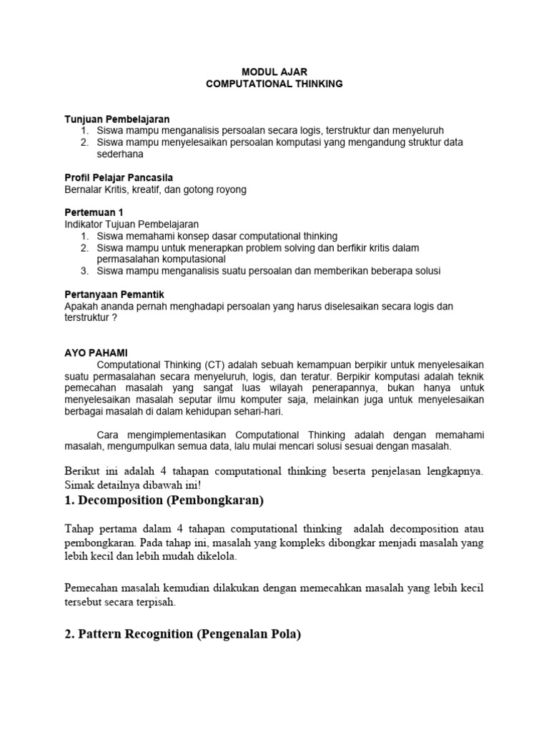 Computational Thinking for Students | PDF