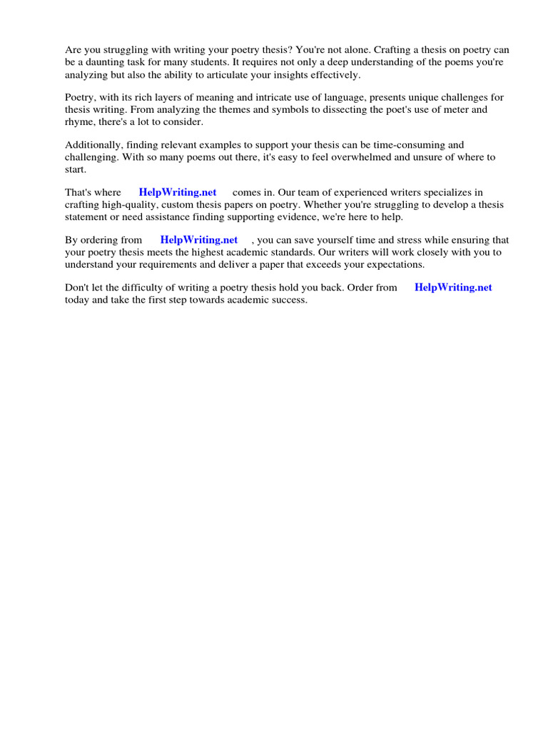 Poetry Thesis Examples | PDF