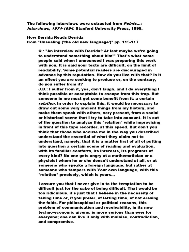 How Derrida Reads Derrida | PDF | Jacques Derrida