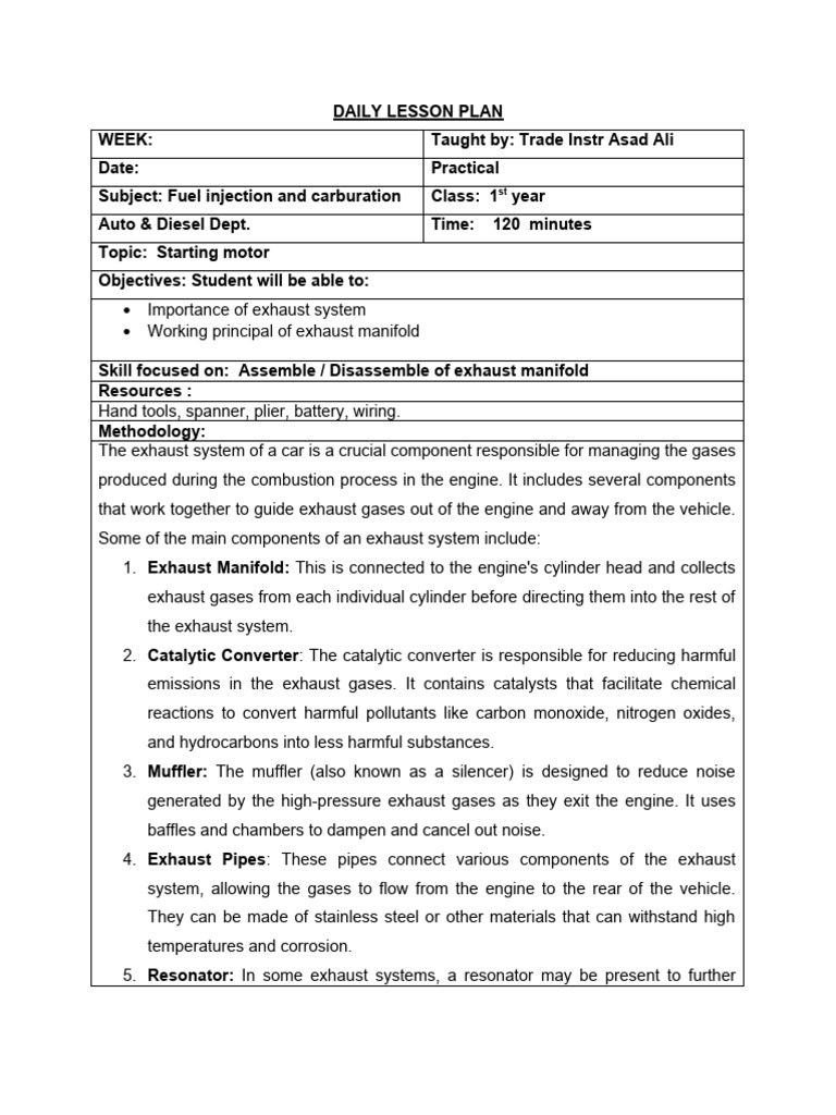 5 Identify Parts of Exhaust System | PDF
