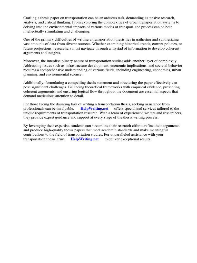 Transportation Thesis Writing Guide | PDF | Transport | Public Transport
