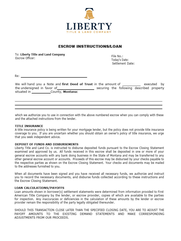 Marks Escrow Instructions | PDF | Finance & Money Management | Law