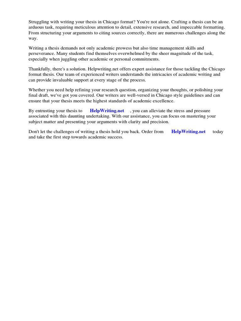 Chicago Format Thesis | PDF