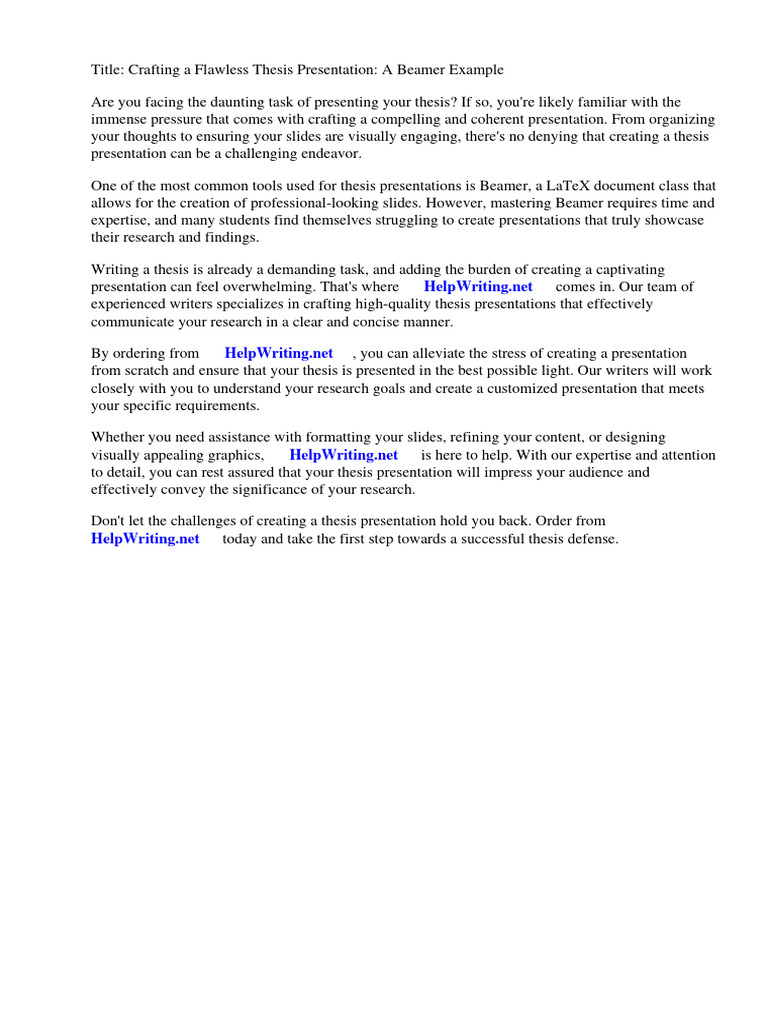 Thesis Presentation Beamer Example | PDF