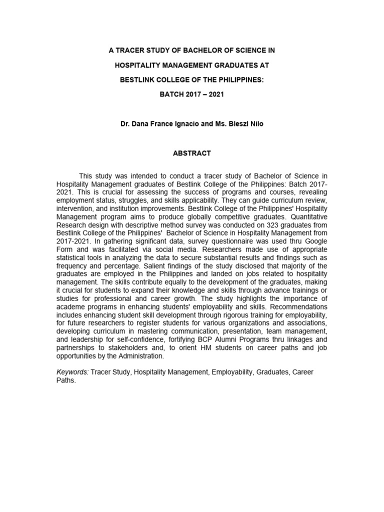 A Tracer Study of BCP BSHM - Journal | PDF