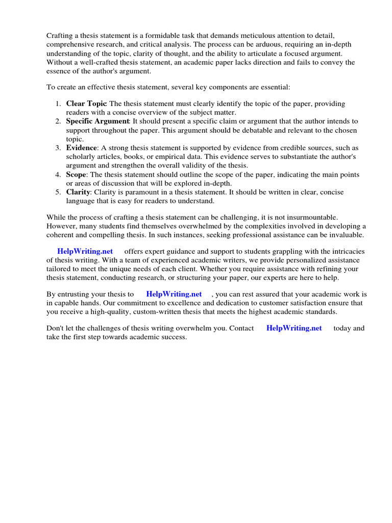 Crafting an Effective Thesis Statement | PDF | Essays | Thesis