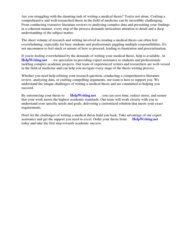 Full Medical Thesis Download | PDF | Thesis | Academic Publishing