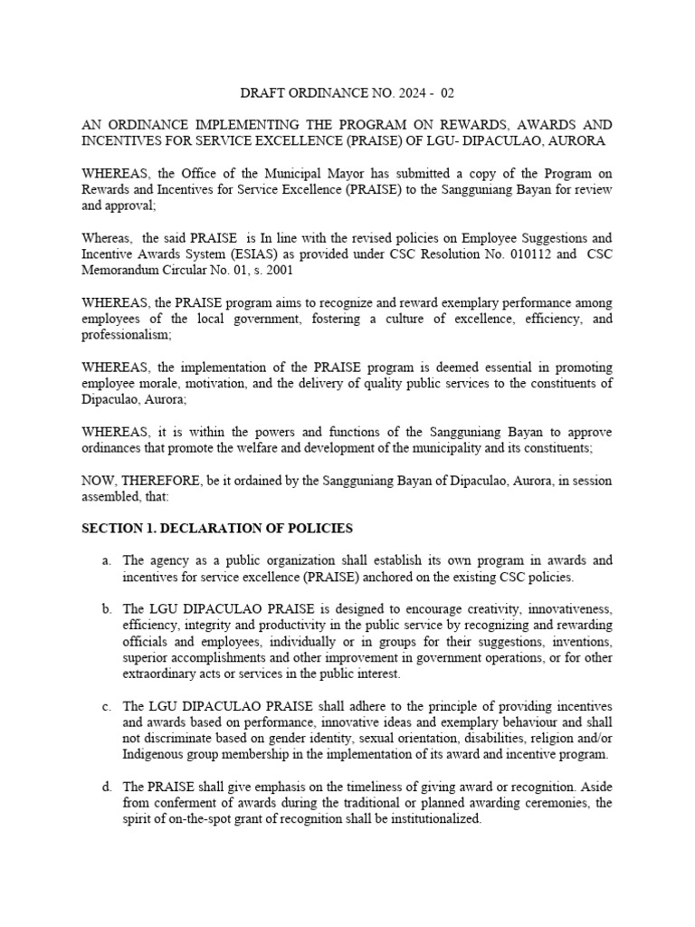 Priase Ordinance | PDF